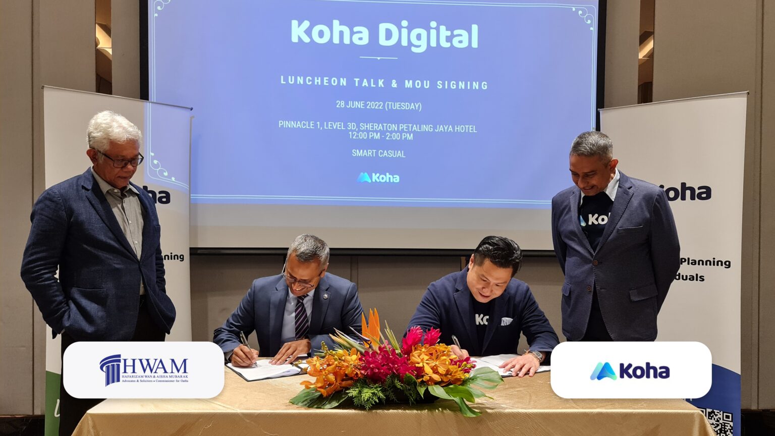 MOU SIGNING CEREMONY BETWEEN KOHA DIGITAL AND MESSRS HAFARIZAM WAN & AISHA MUBARAK – Koha Digital